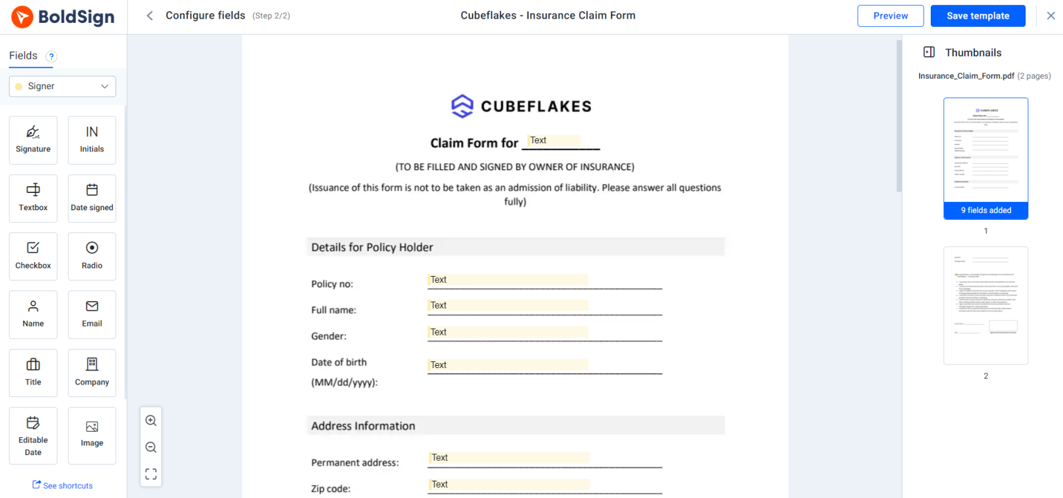 Integrating eSignatures in an Insurance Claim App Using .NET - BoldSign