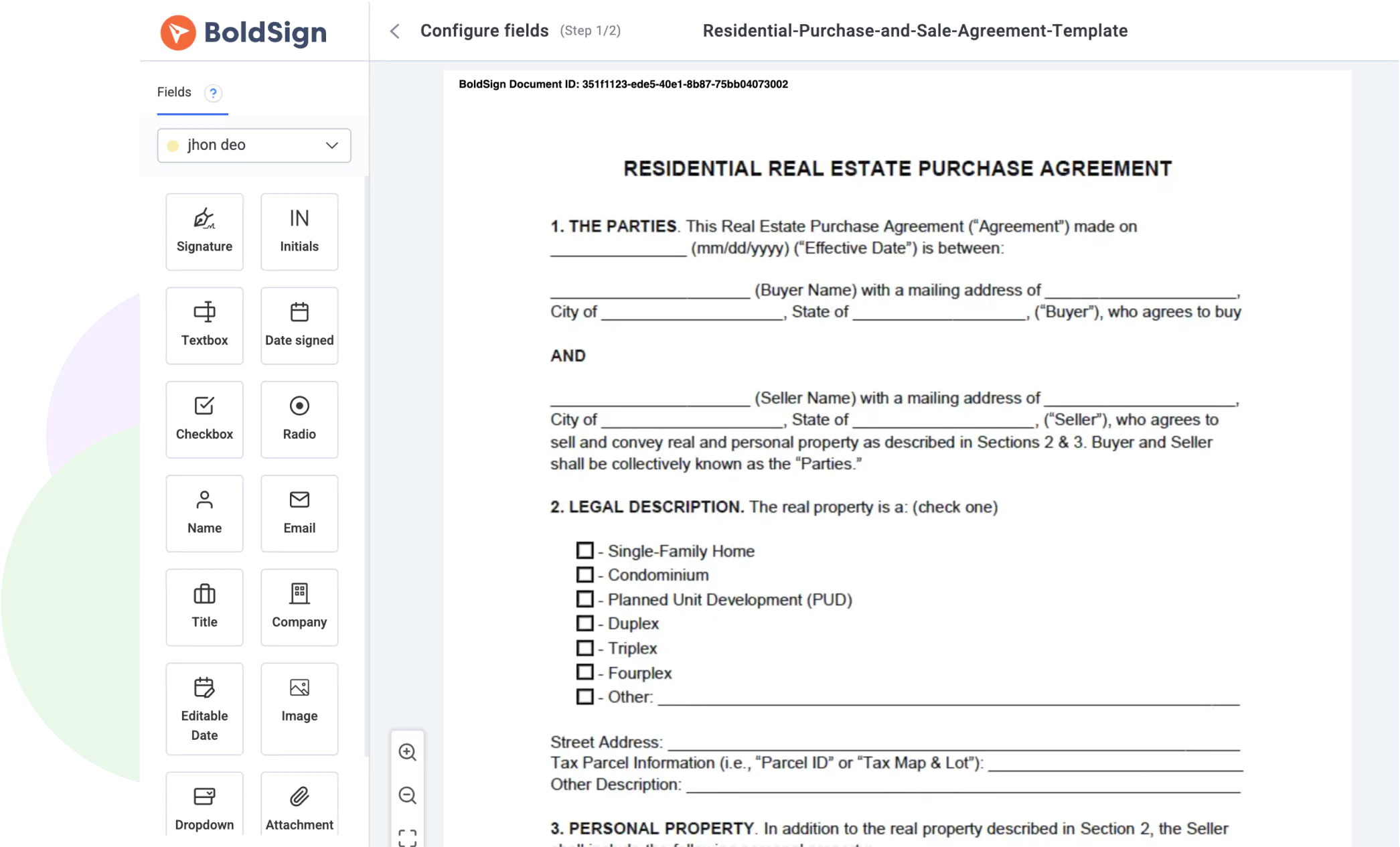 Electronic signature for real estate contracts - BoldSign
