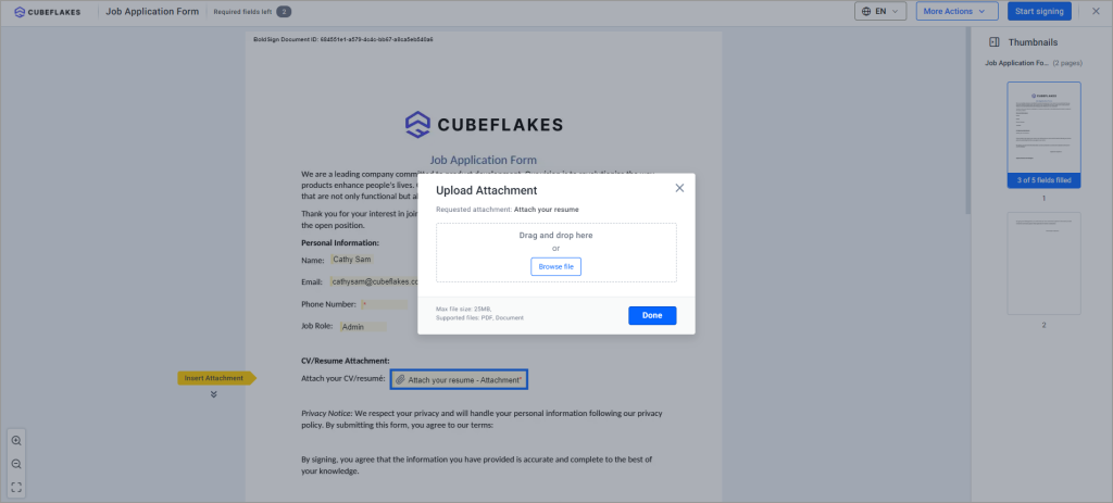 How Does a Signer Attach a Document While eSigning? - BoldSign