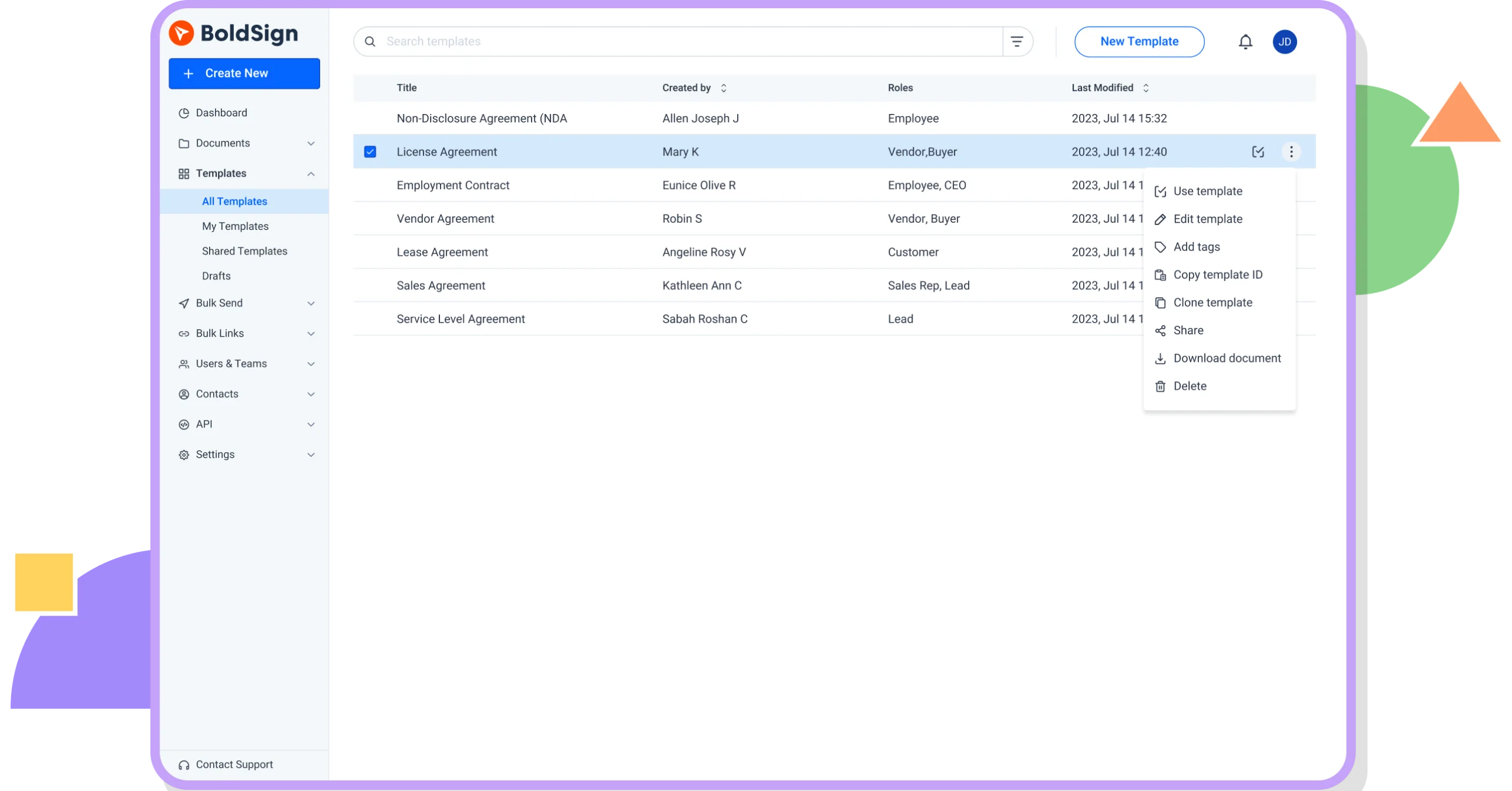 Create eSignature Templates for Unlimited Reuse - BoldSign