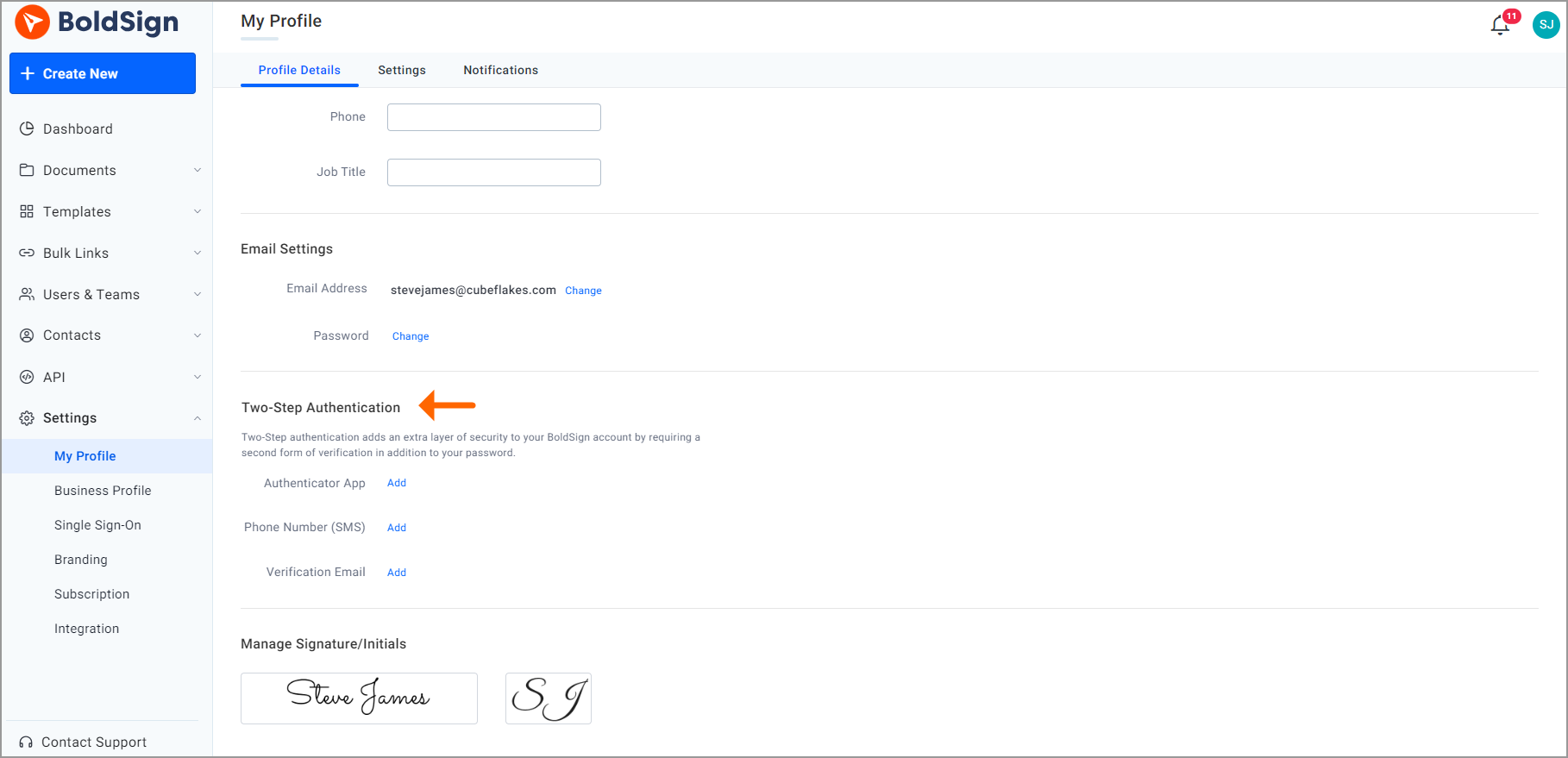 Set Up 2FA for Your BoldSign Account - BoldSign