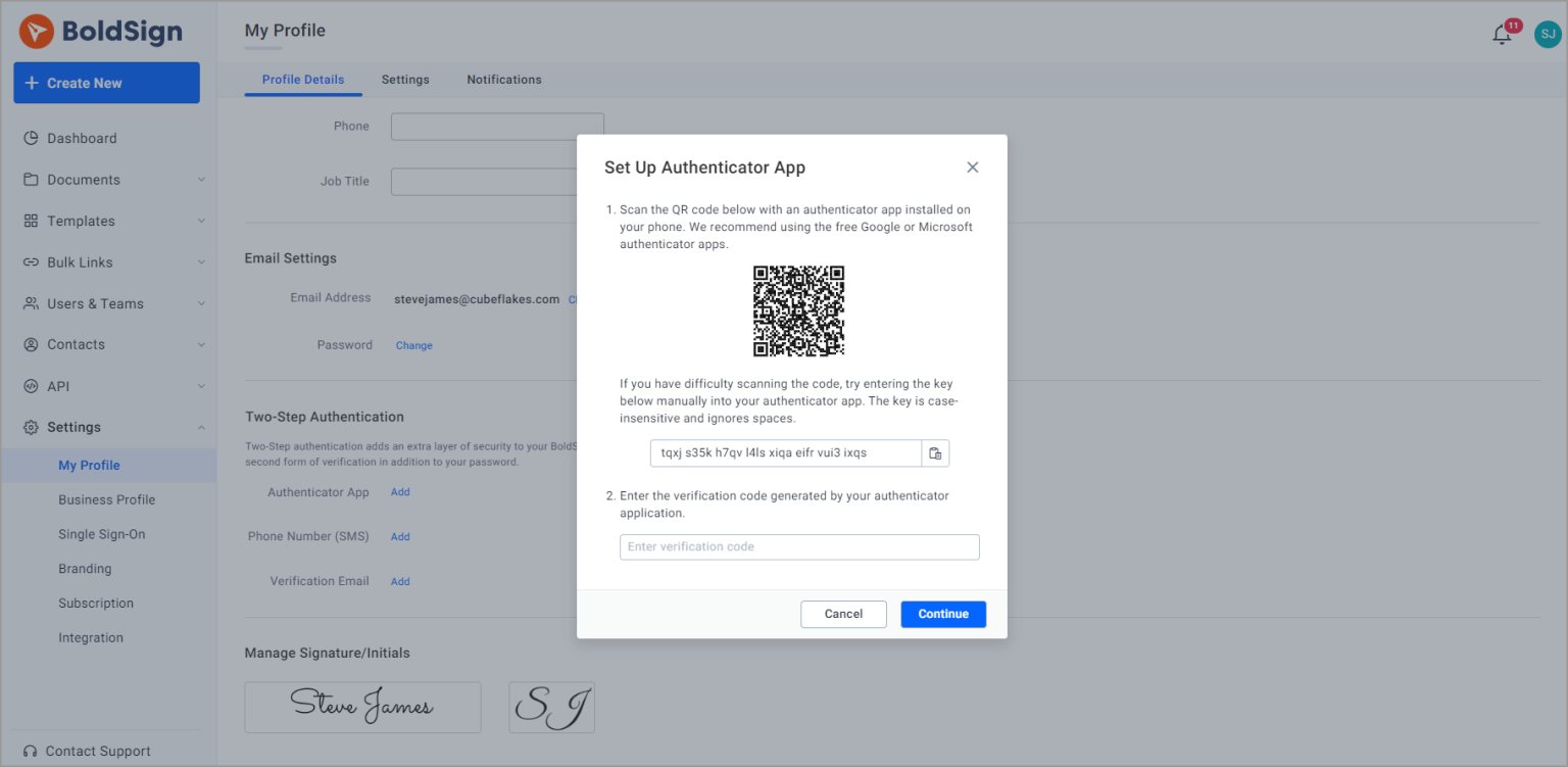 Set Up 2FA for Your BoldSign Account - BoldSign