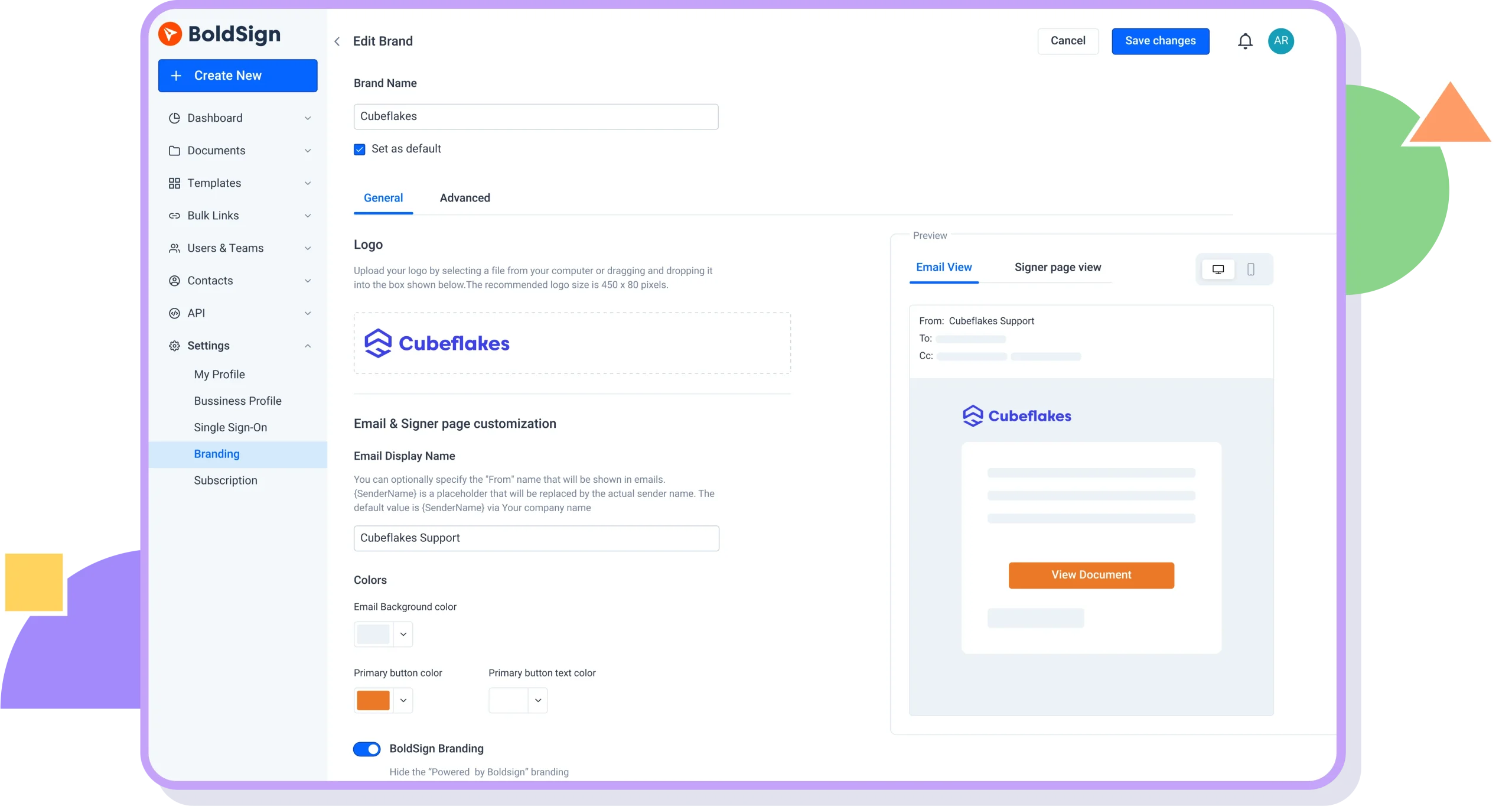 Creating your own brand with BoldSign eSignatures - BoldSign