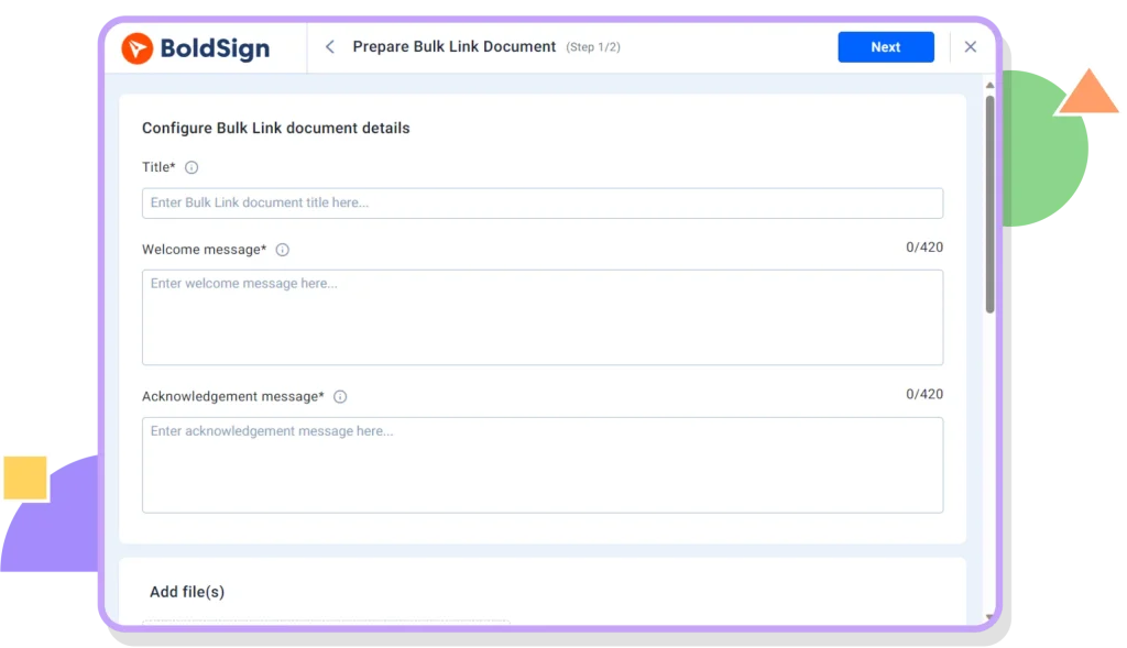 Send eSignatures requests using Bulk Links - BoldSign