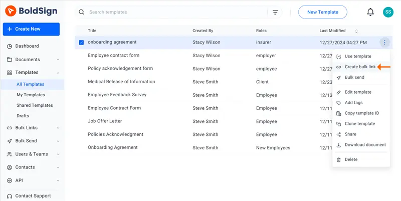 Create Bulk Links With Templates For Faster Esigning Boldsign