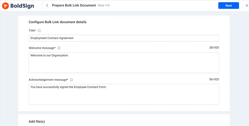 Create Bulk Links with Templates for Faster eSigning | BoldSign