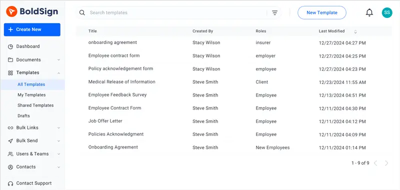 Create Bulk Links with Templates for Faster eSigning | BoldSign