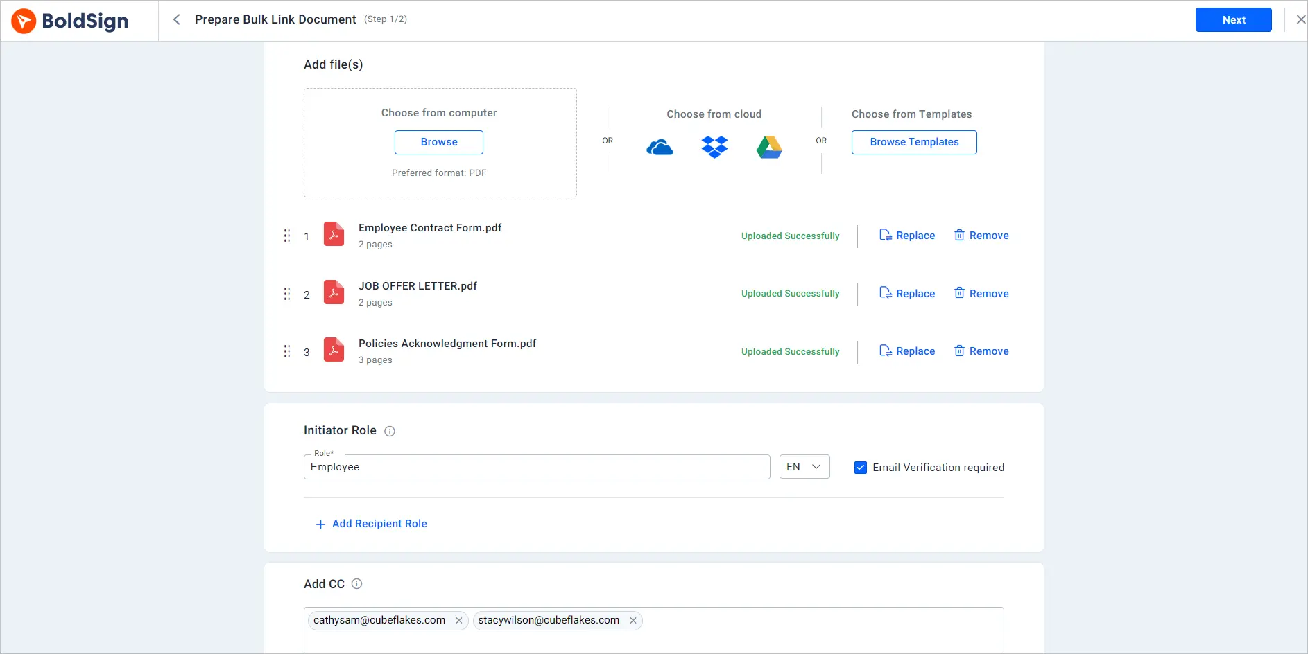 Create Bulk Links with Templates for Faster eSigning | BoldSign